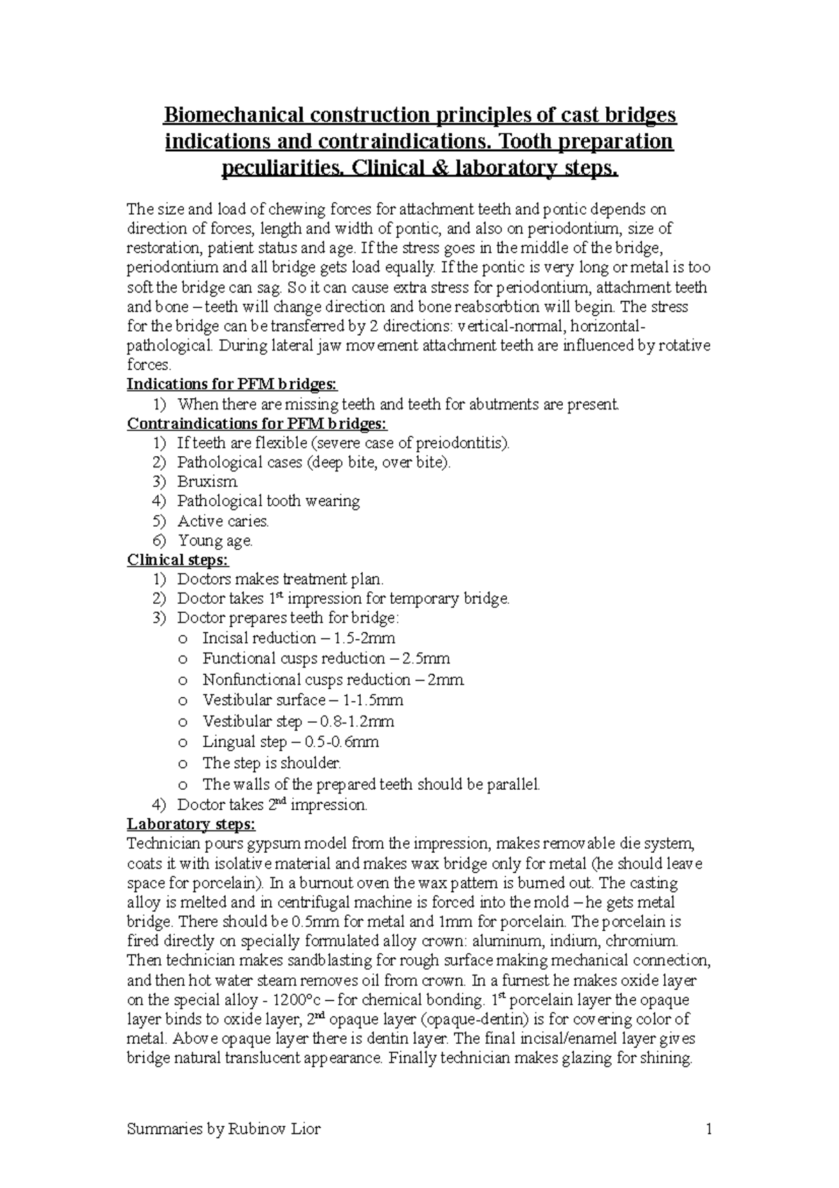 17 Biomechanical construction principles of cast bridges indications ...