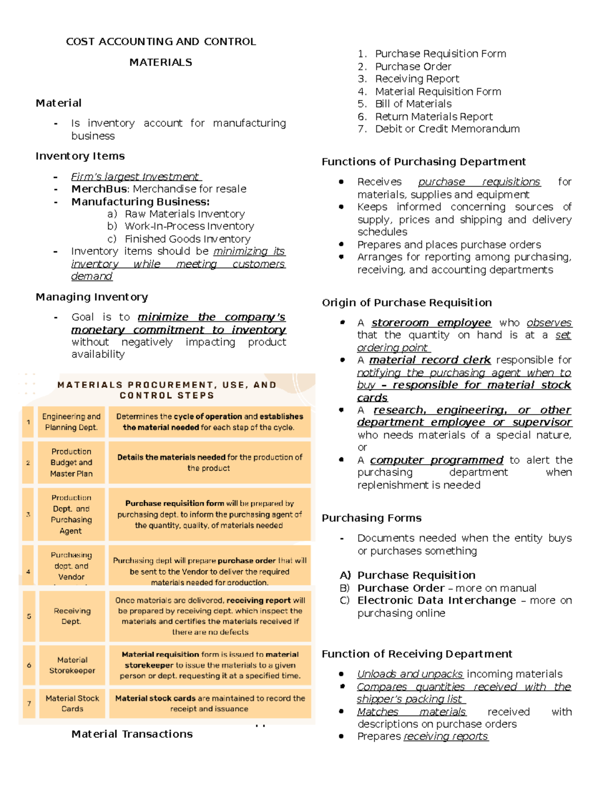 CAC Materials - Cost Accounting nad Control - COST ACCOUNTING AND ...