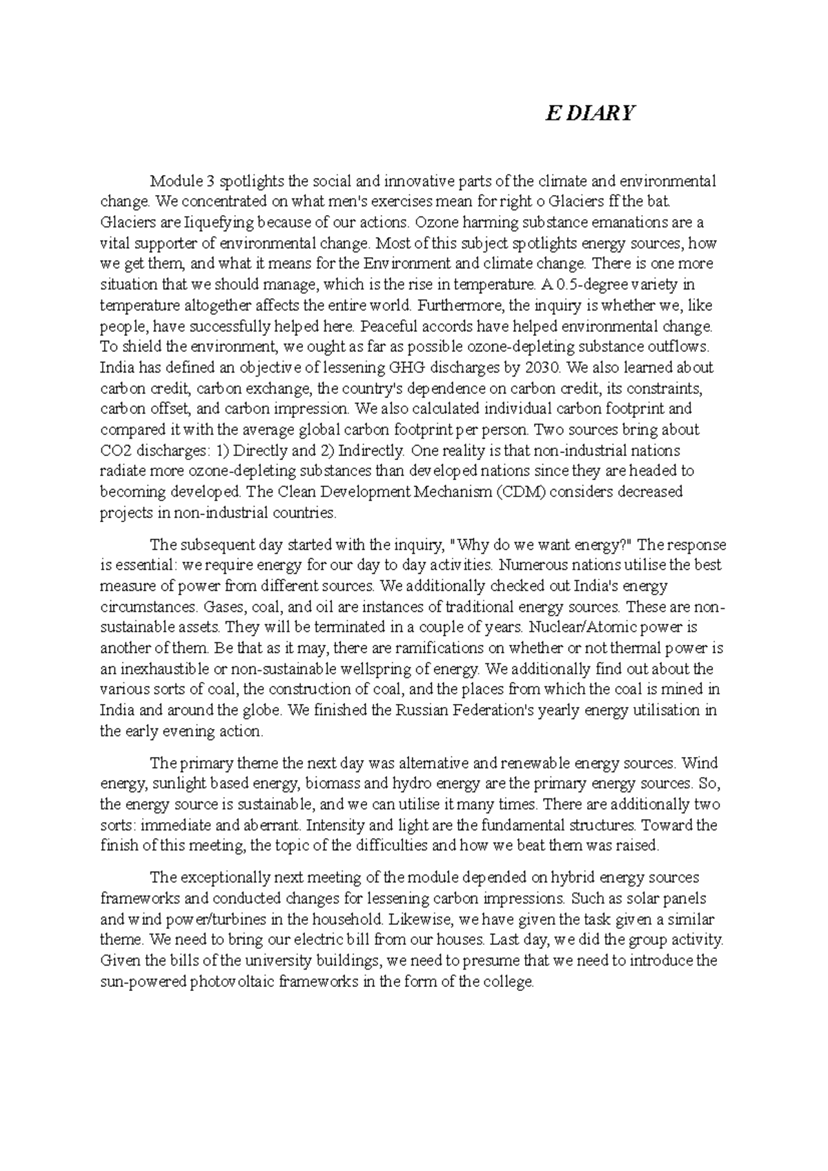 Ediary - E DIARY Module 3 spotlights the social and innovative parts of ...