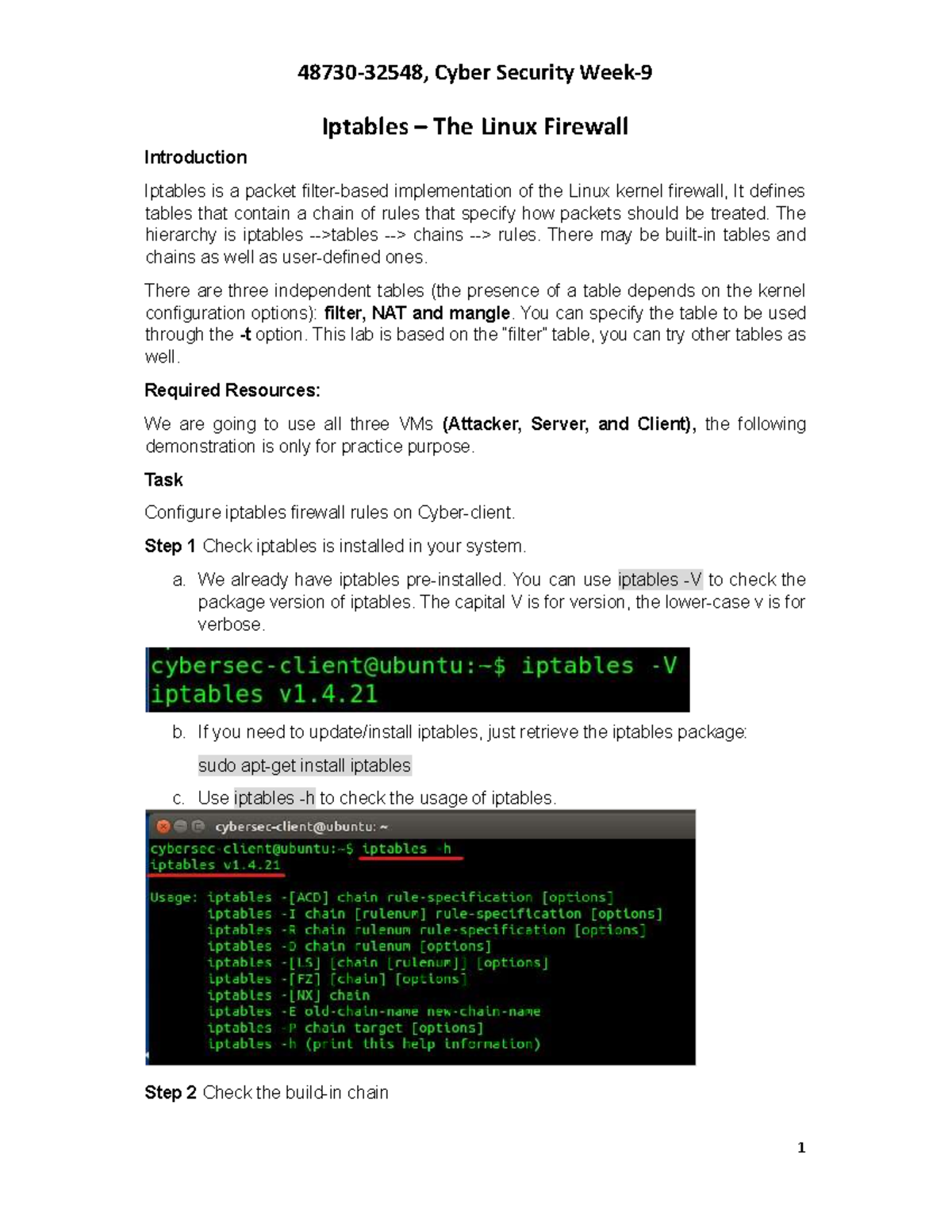 Week 9- Lab 8 iptables - Iptables – The Linux Firewall Introduction Iptables is a packet - Studocu