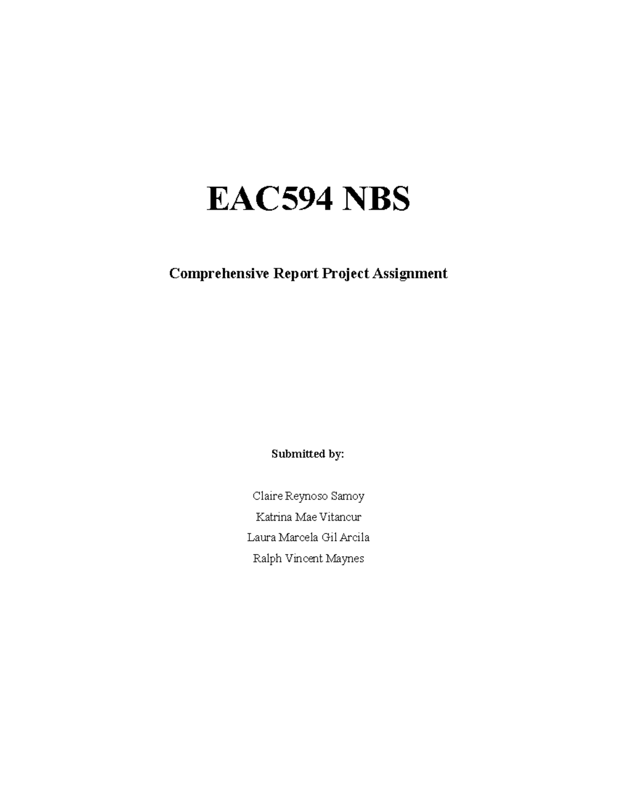 EAC594NBS Comprehensive Resport Project - EAC594 NBS Comprehensive ...