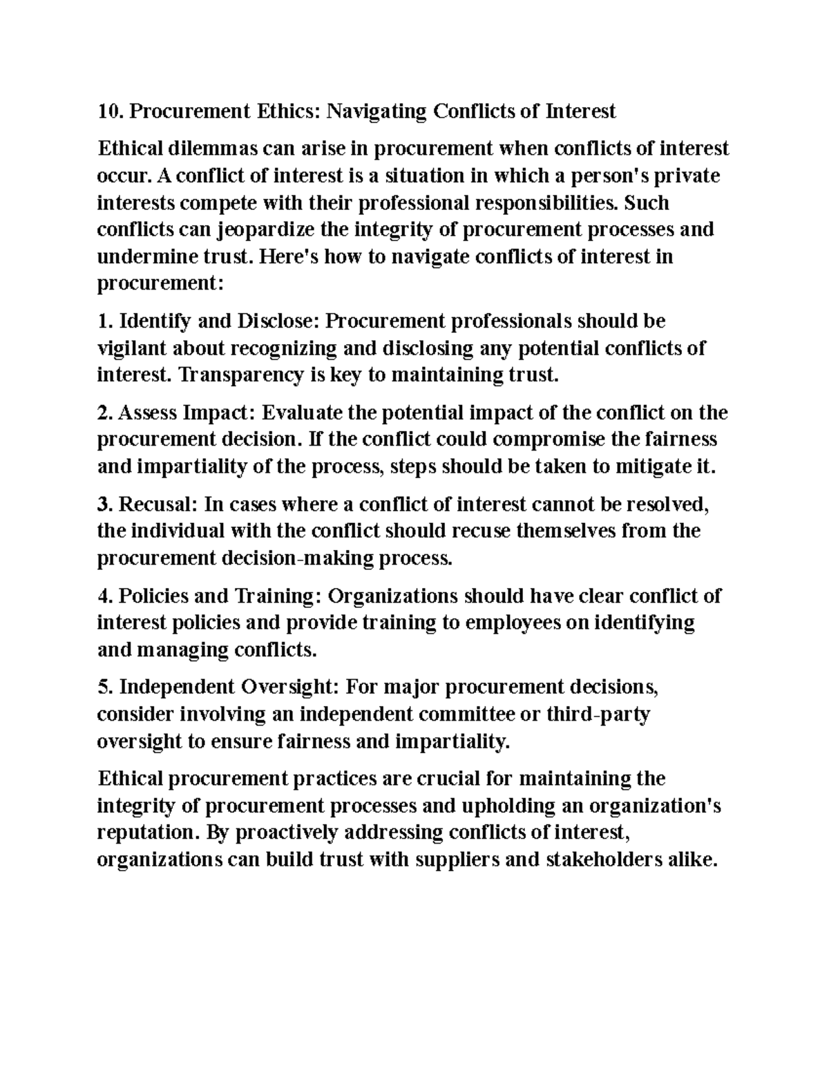 Procurement Ethics - Navigating Conflicts of Interest - Procurement Ethics: Navigating Conflicts ...