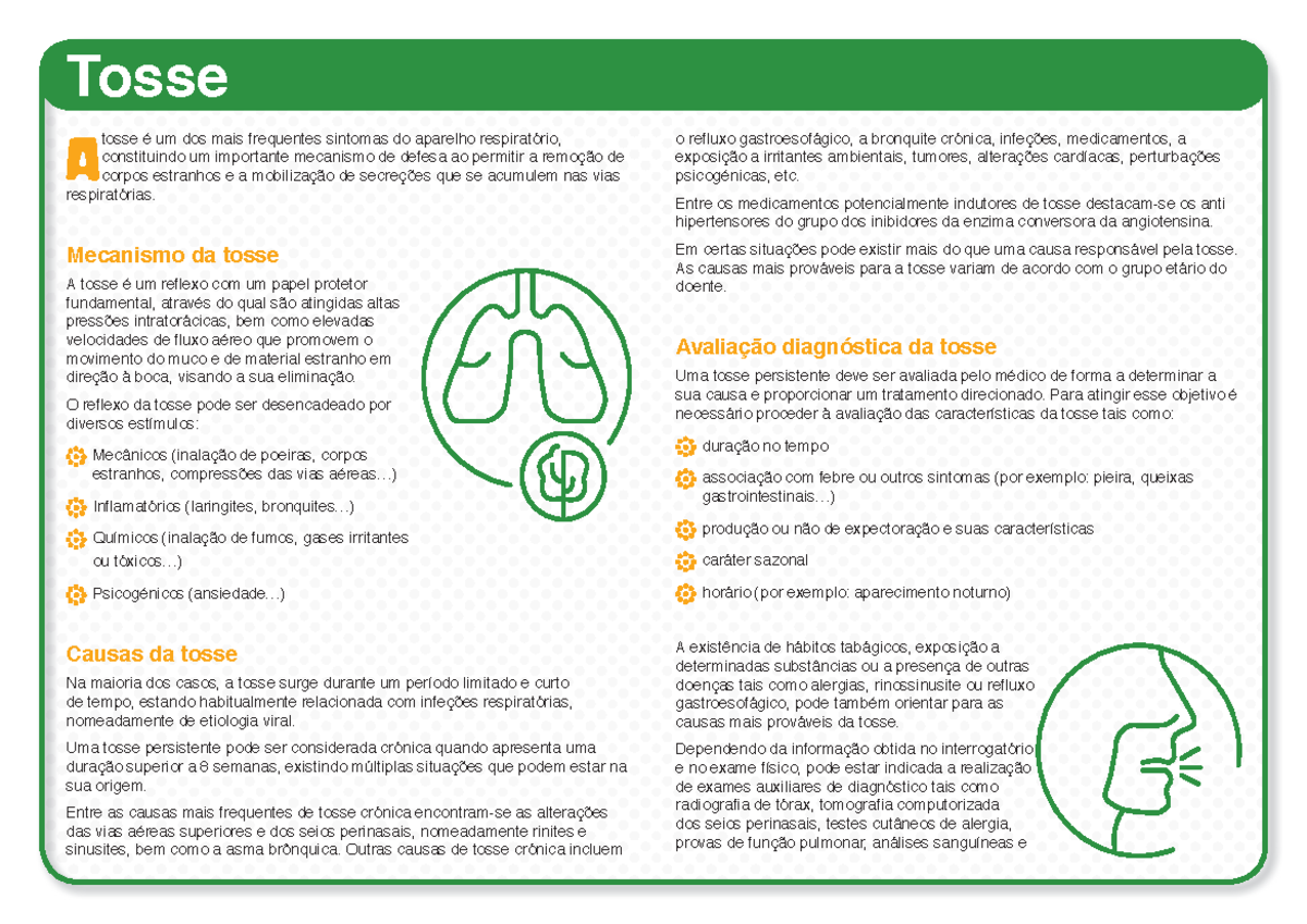 Tosse - Tosse A tosse é um dos mais frequentes sintomas do aparelho ...