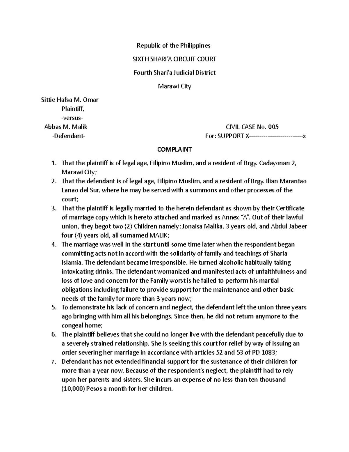 Republic of the Philippines - Copy - Republic of the Philippines SIXTH ...