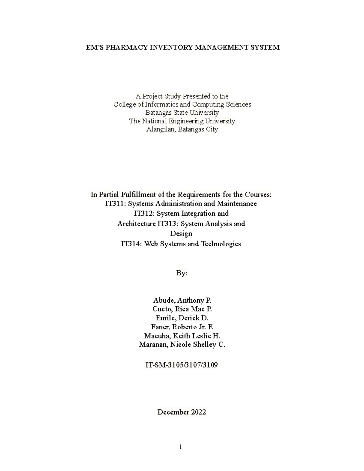 EMS Pharmacy Inventory Management System 2 1 - EM’S PHARMACY INVENTORY ...