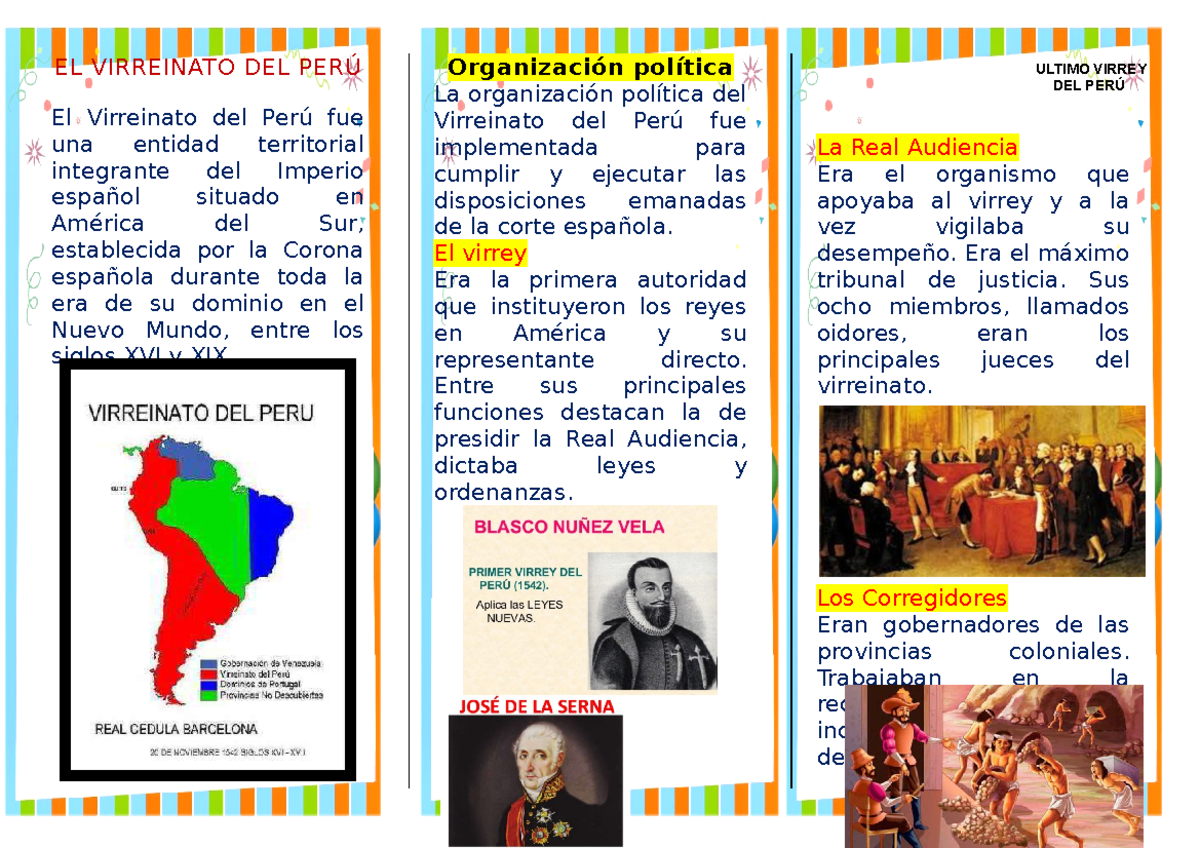 437053937 Triptico El Virreinato Del Peru - EL VIRREINATO DEL PERÚ El ...