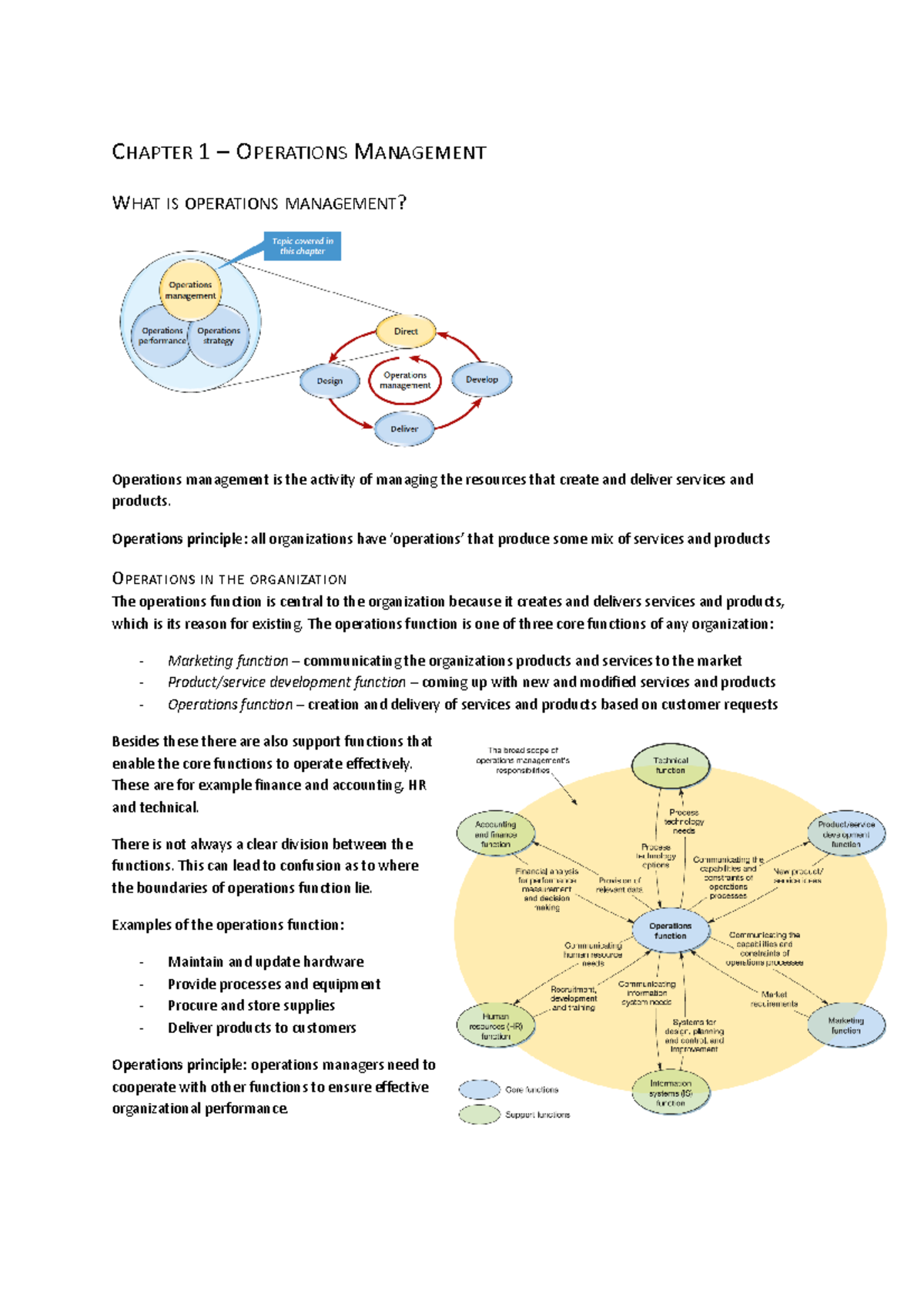 Summary Operations Management - CHAPTER 1 – OPERATIONS MANAGEMENT WHAT IS OPERATIONS MANAGEMENT ...