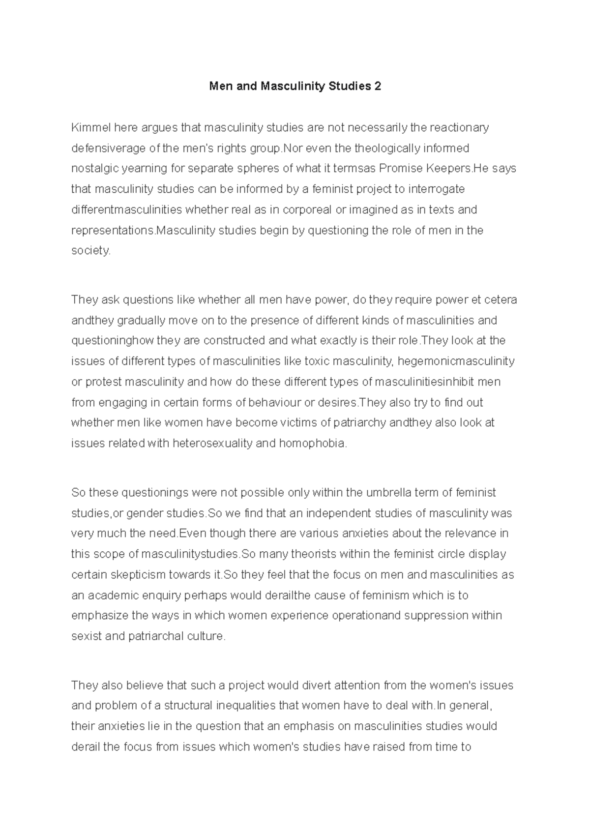 Men and Masculinity Studies 2 - They ask questions like whether all men ...