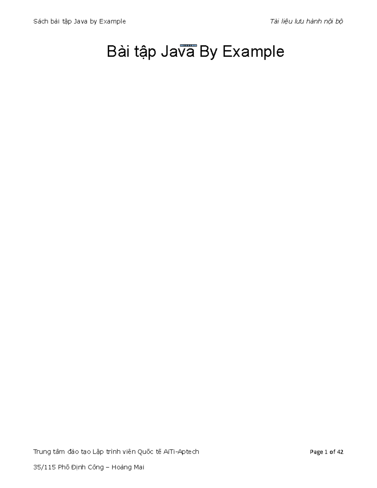 Bai tp Java By Example - Bài tập Java By Example Sách bài tập Java by Example Tài liệu lưu hành ...