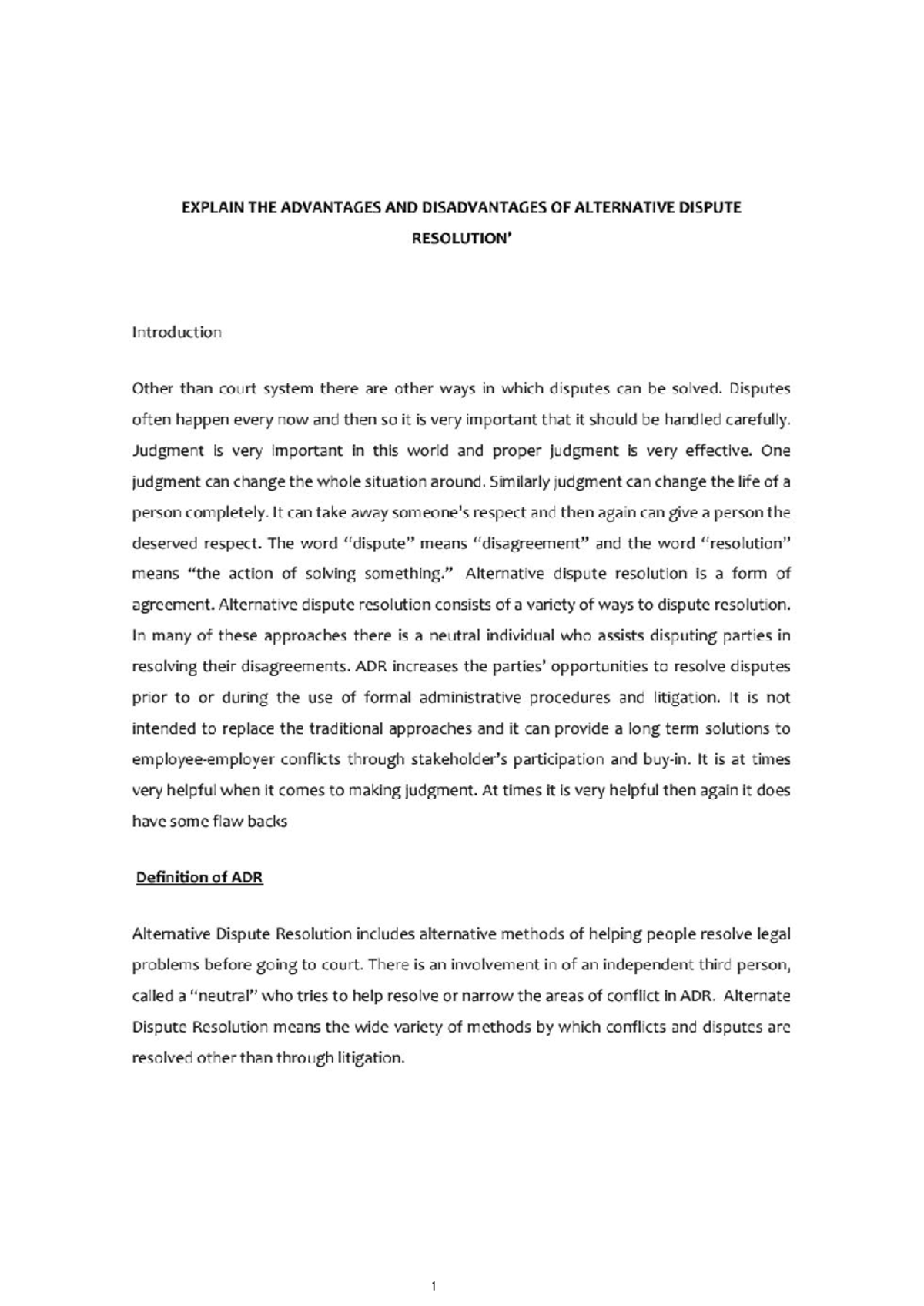 1. ADR - Arbitration,mediation and conciliation - Studocu