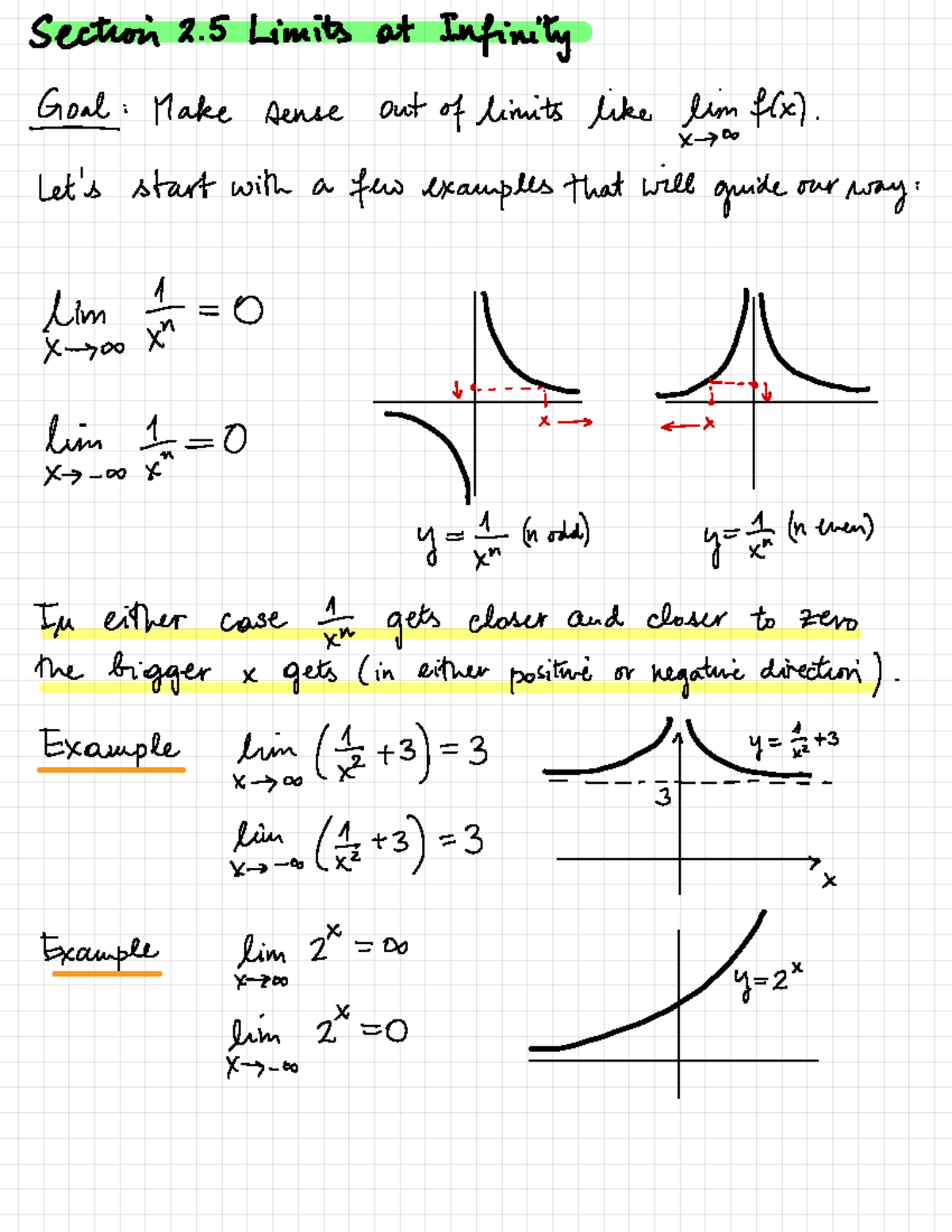 2.5 limits at infinity - Section 2 Limits at Infinity God : Make sense ...