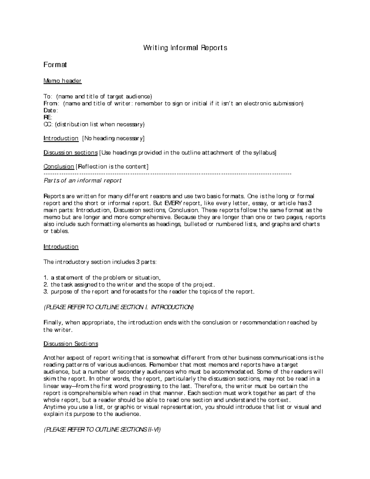 Writing informal reports - Writ ing Informal Report s Format Memo ...