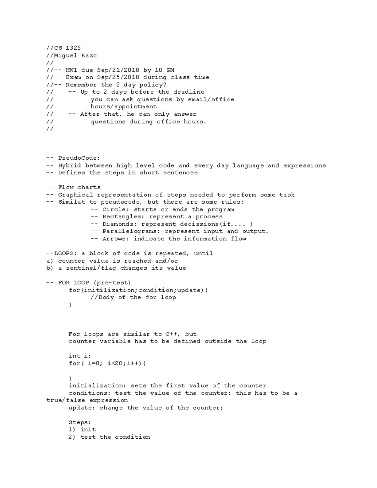 2017-computer science(cs1325)-lecture notes week5 - //CS 1325 //Miguel ...