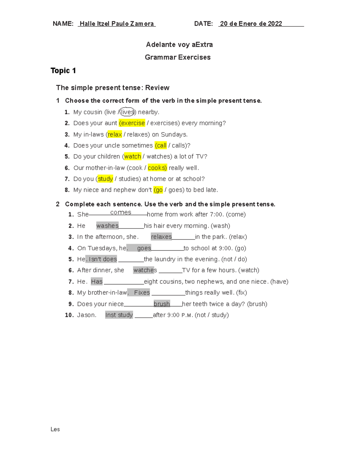 Act.1 English_actividad - Adelante voy aExtra Grammar Exercises Topic 1 ...