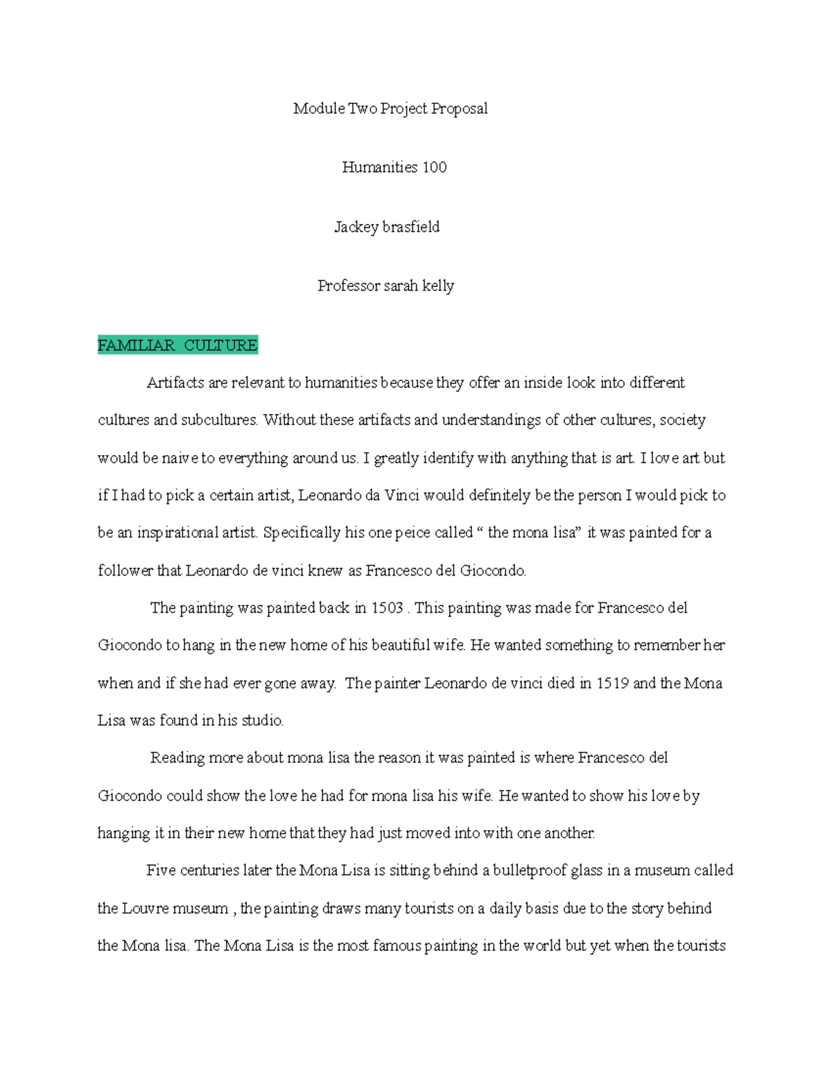 Module Two Project Proposal - Module Two Project Proposal Humanities ...
