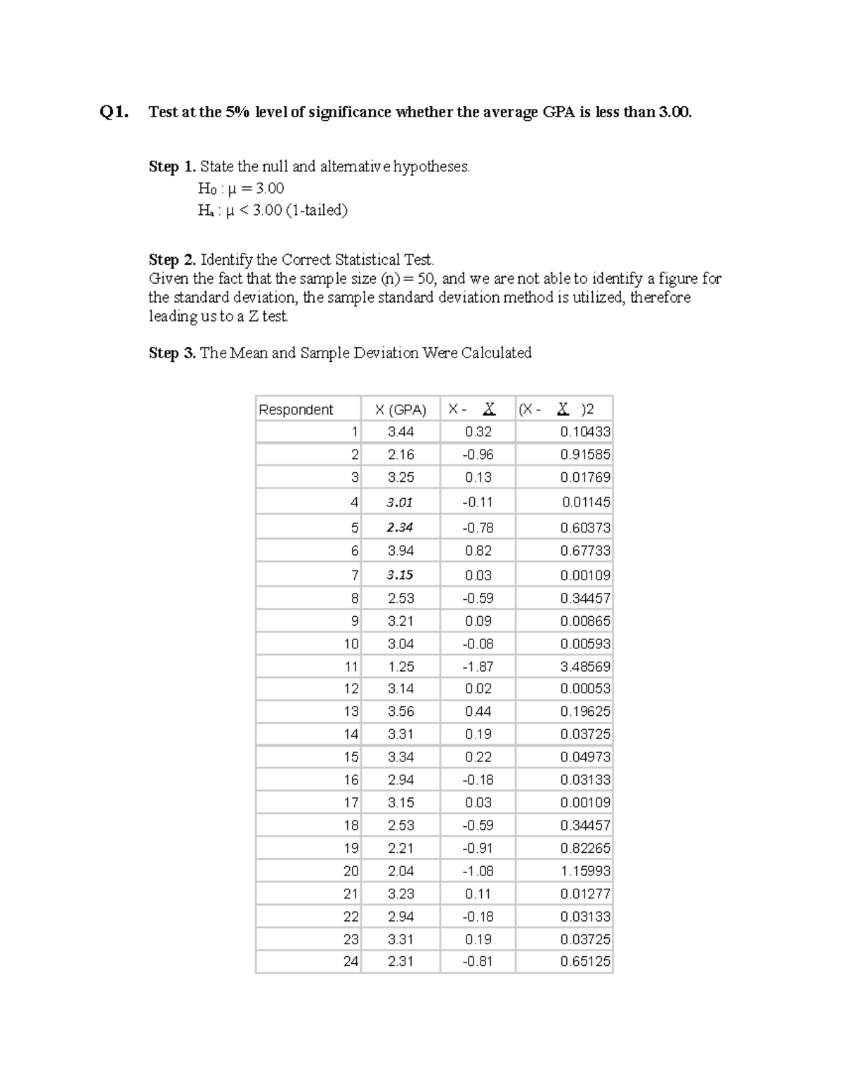 Exam 10 May 2019, questions - Q1. Test at the 5% level of significance ...