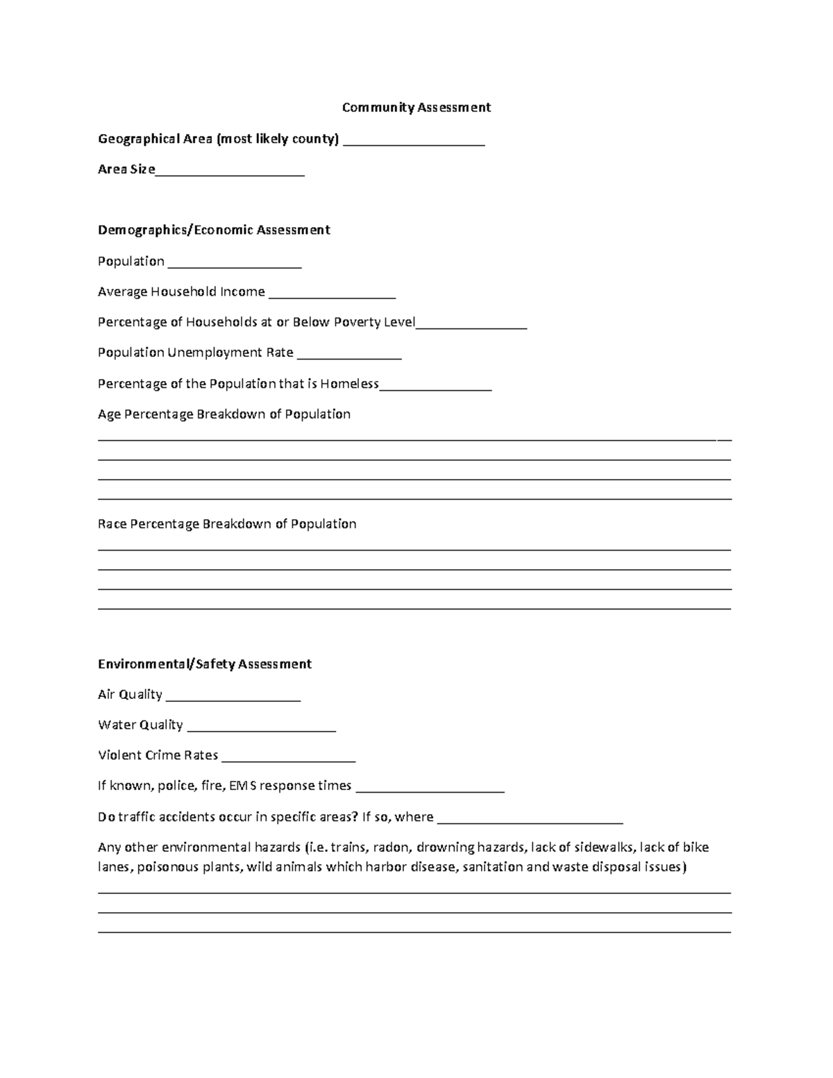 C229 Neighborhood Community Safety Inventory - Community Assessment ...
