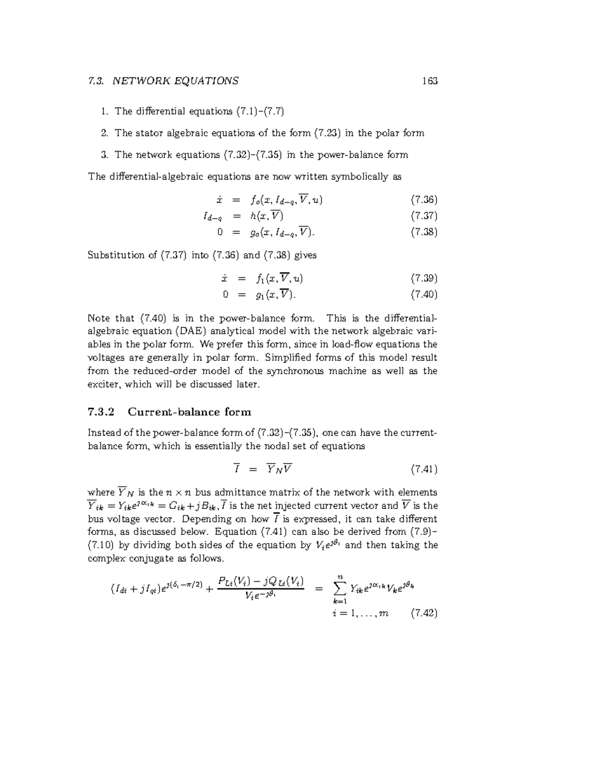 introduction to Power systems 1 - 7. NETWORK EQUATIONS 163 The ...