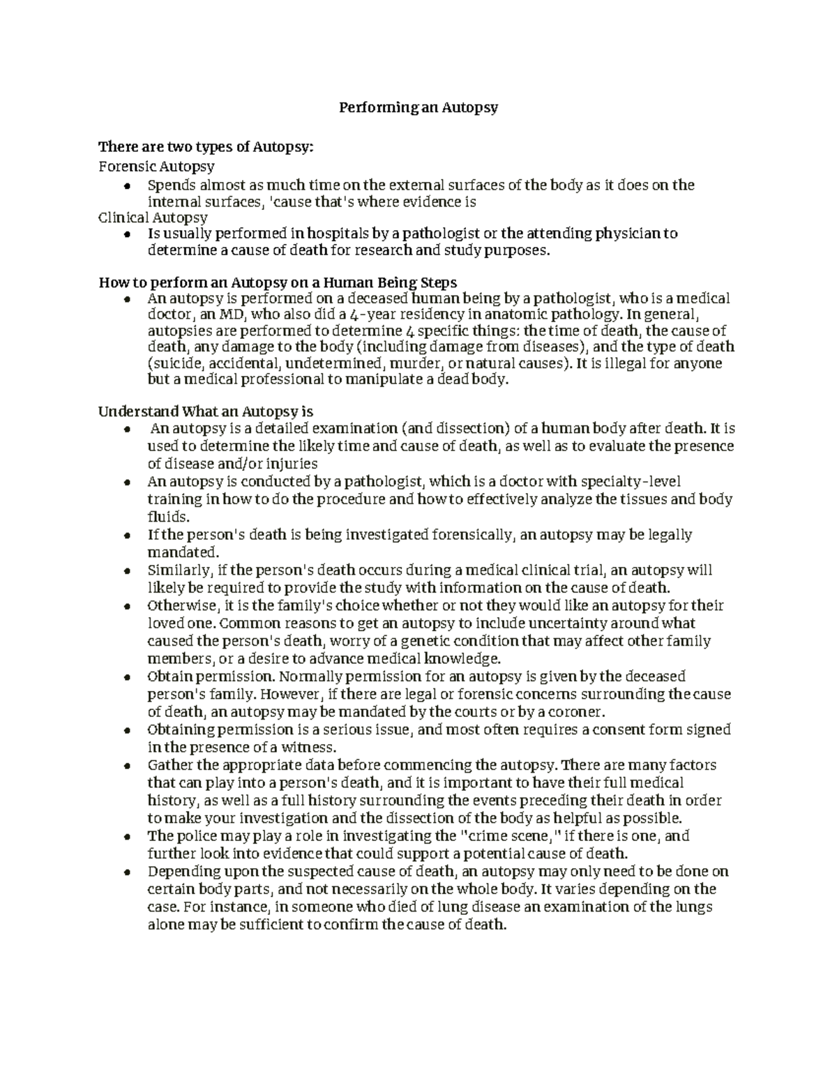 Autopsy Notes - Performing an Autopsy There are two types of Autopsy ...