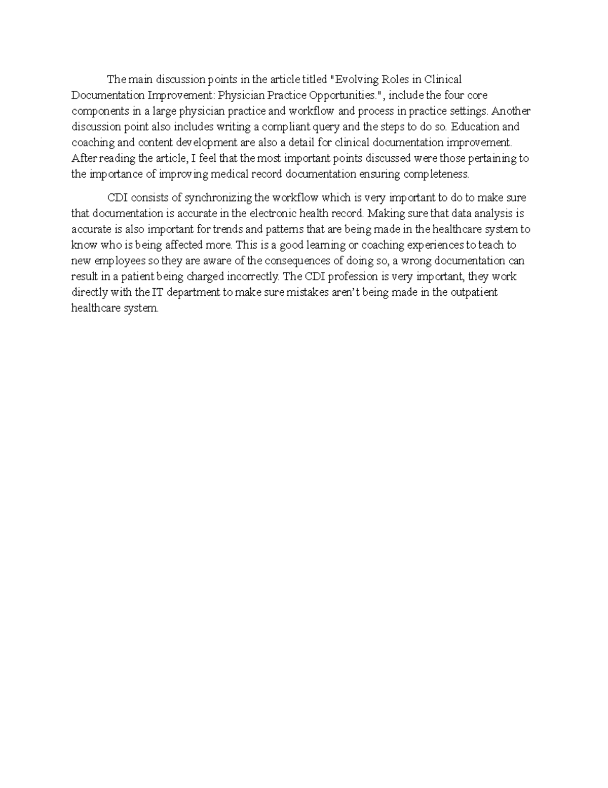 Article Summary - n/a - The main discussion points in the article ...