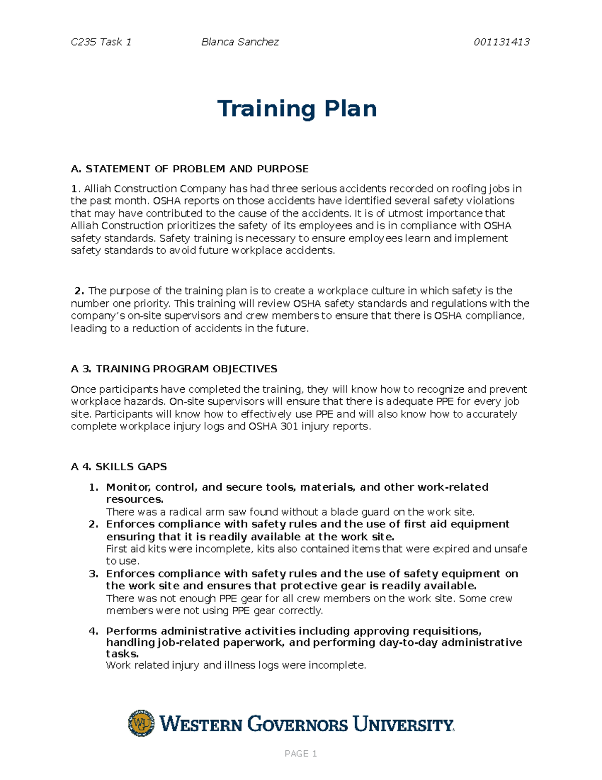 C235 Task 1 - Task Template - C235 Task 1 Blanca Sanchez 001131413 ...