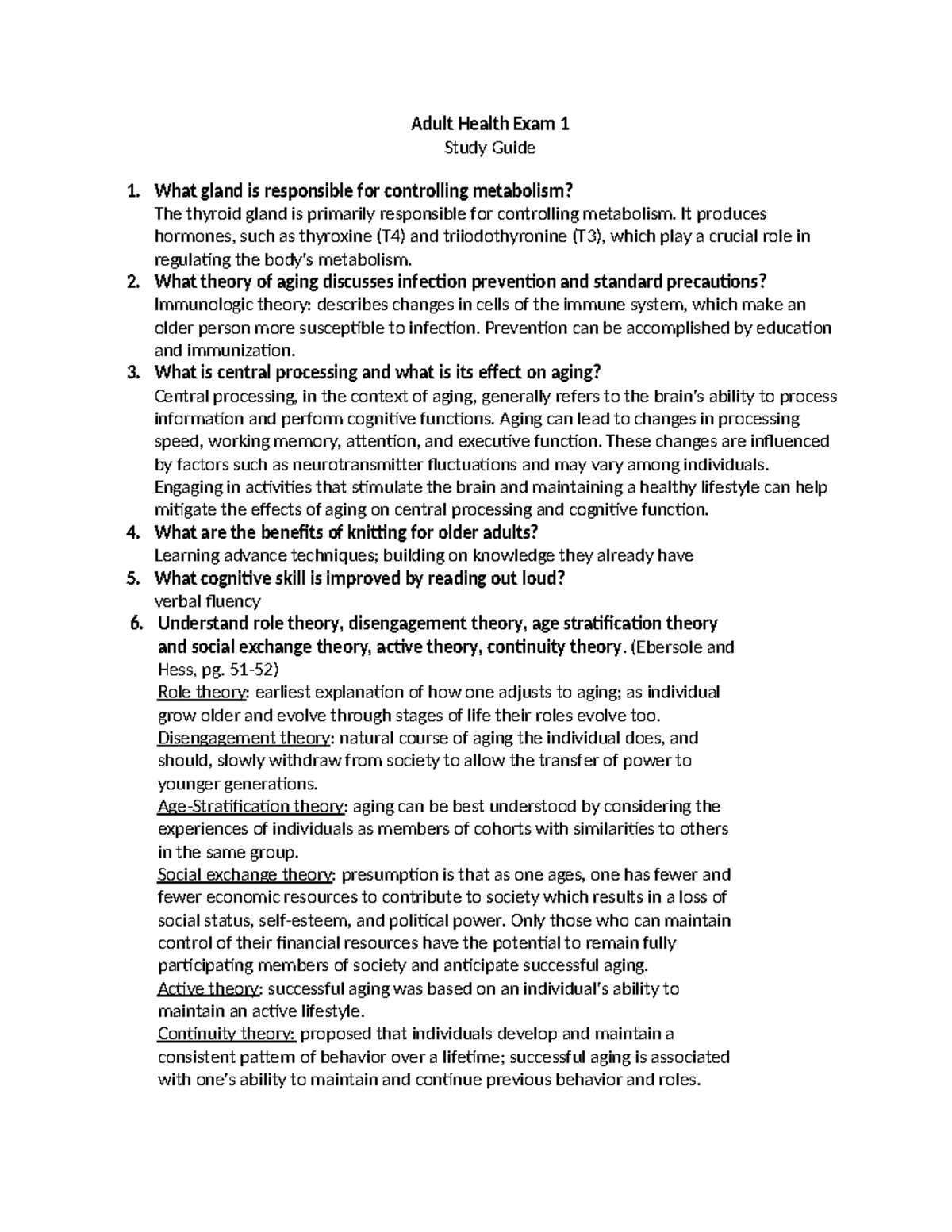 Exam 1 Study Guide NURS3672 ANS Le T Tran - Adult Health Exam 1 Study ...