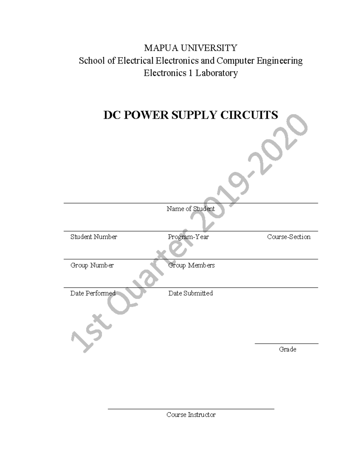 Expt 04 DC Power Supply Circuits - MAPUA UNIVERSITY School of ...