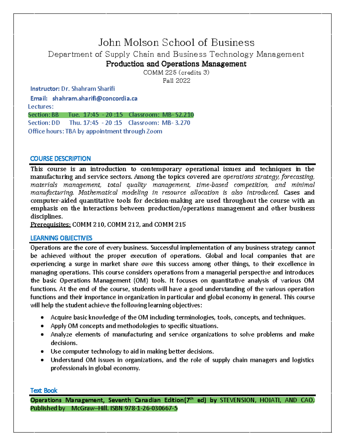 D RUSX 2-Course Outline - John Molson School of Business Department of ...