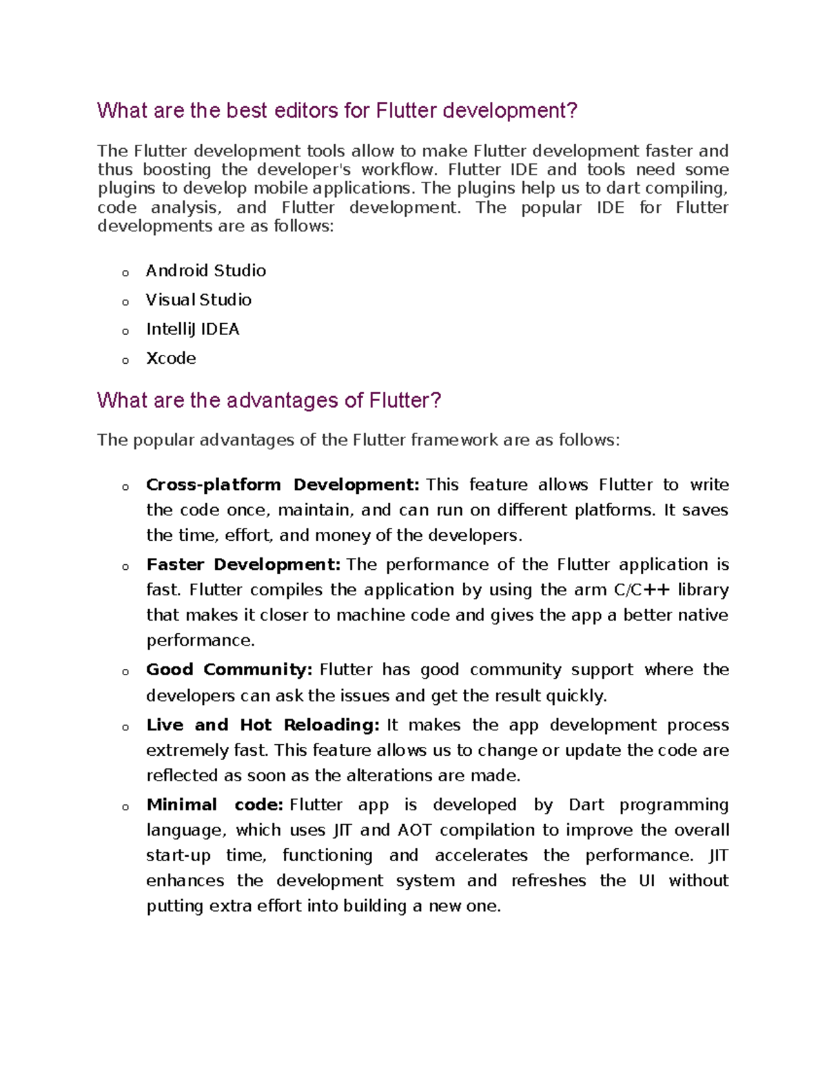 Flutter Summary Ethics What Are The Best Editors For Flutter