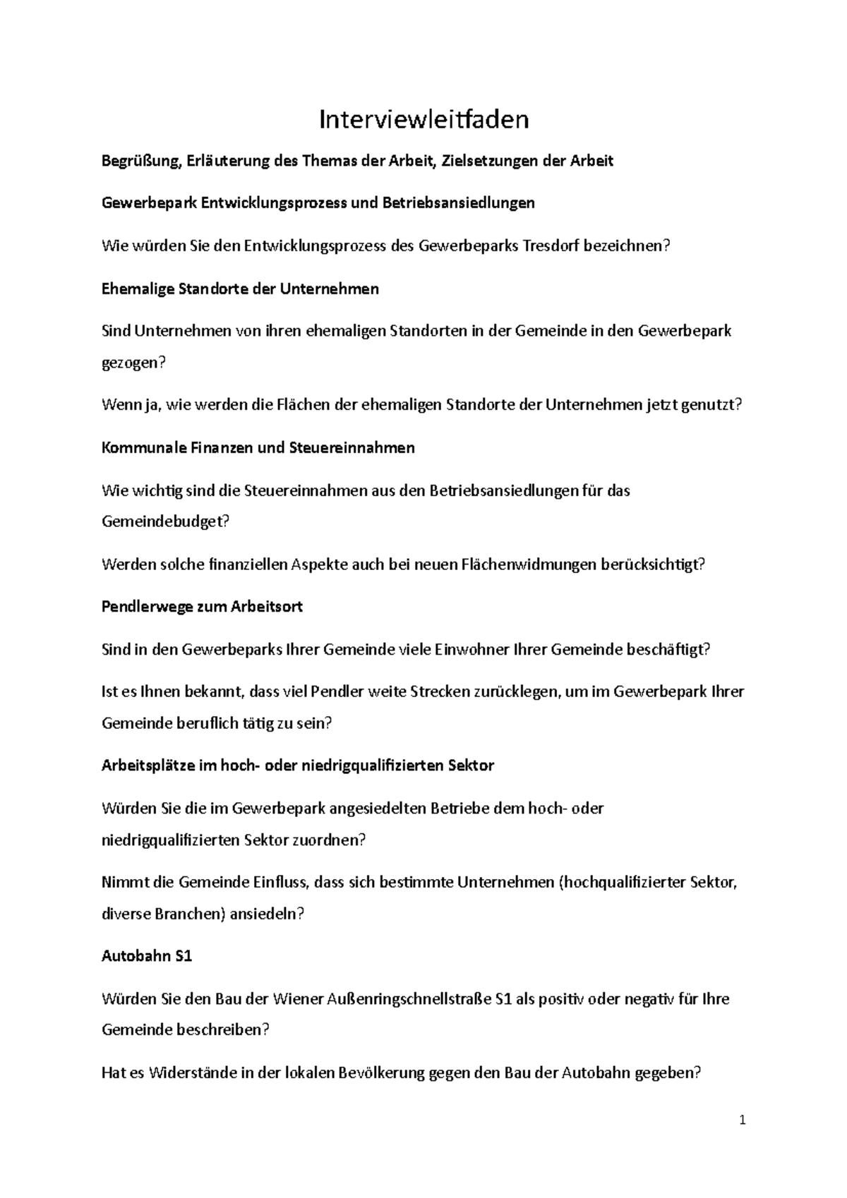 Interviewleitfaden - Interviewleitfaden Begrüßung, Erläuterung des ...