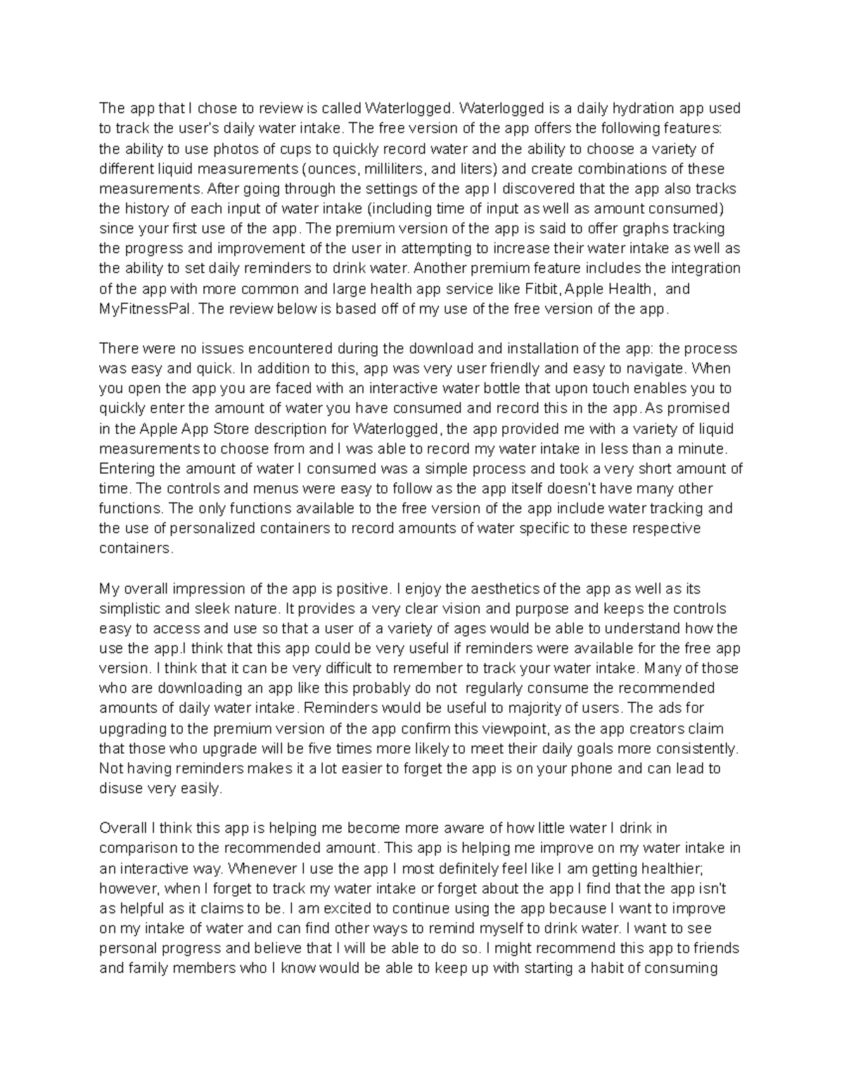 Waterlogged App Review - The app that I chose to review is called ...