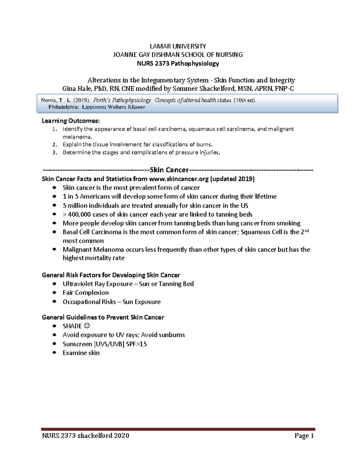 NURS 2373 Integumentary Student Version Shackelford) - Warning: TT: undefined function: 32 ...