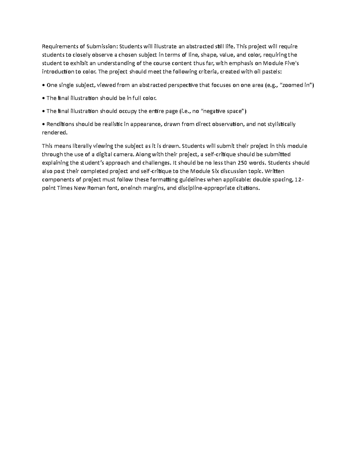 Abstract assignment - Requirements of Submission: Students will ...