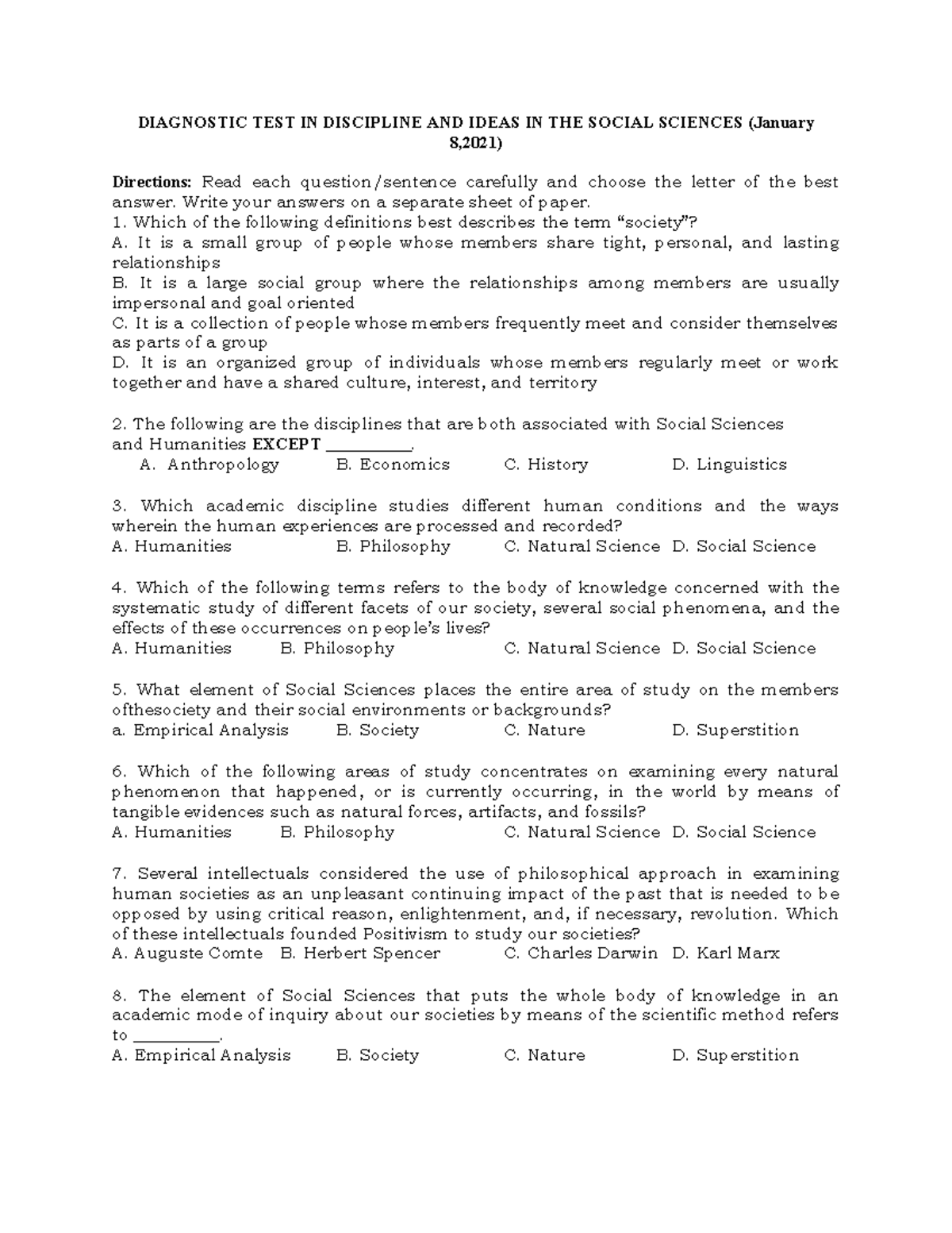 Diss-diagnostic-test compress - DIAGNOSTIC TEST IN DISCIPLINE AND IDEAS ...