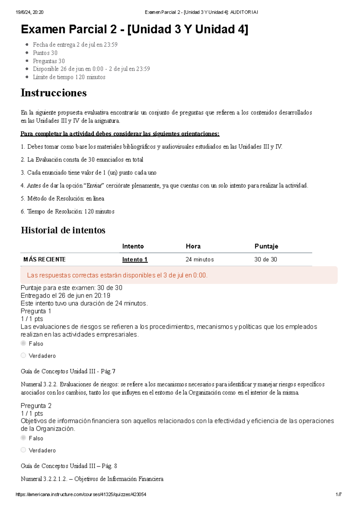 Examen Parcial 2 - [Unidad 3 Y Unidad 4] Auditoria I - Examen Parcial 2 - [Unidad 3 Y Unidad 4 ...