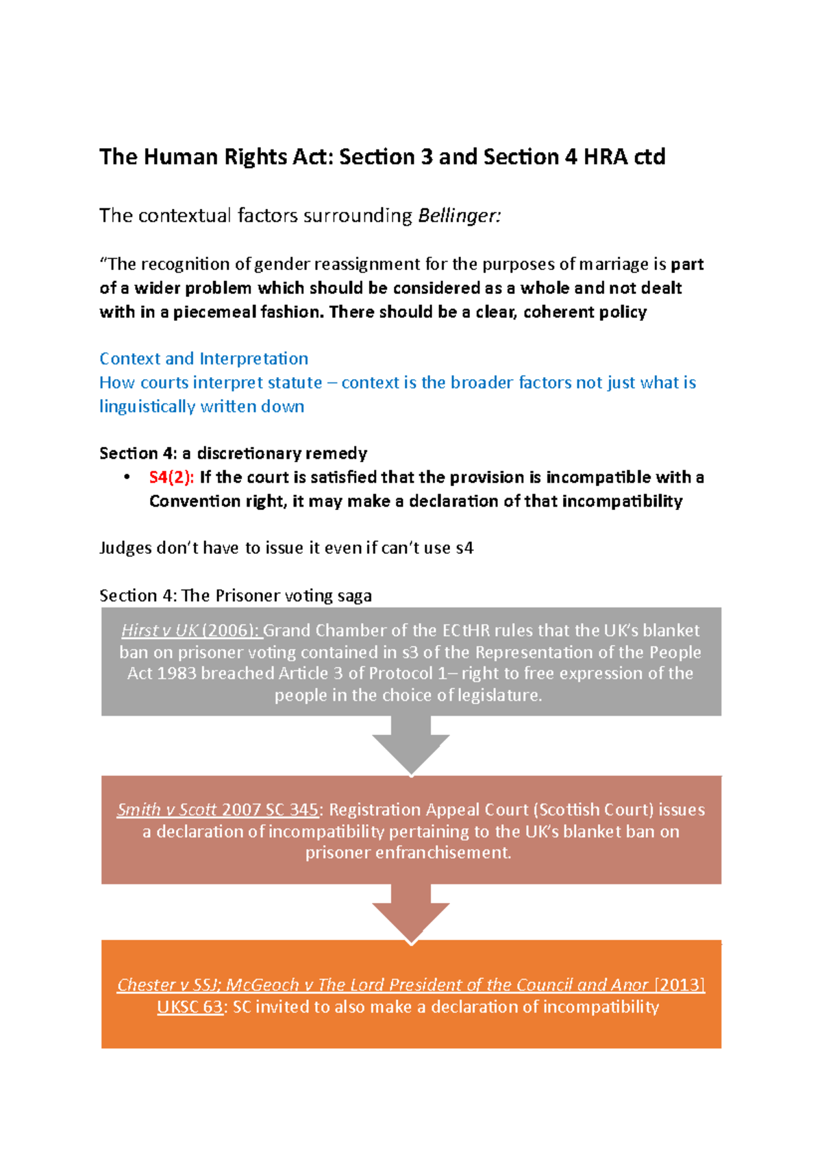 The Human Rights Act s3 & 4 ctd - The Human Rights Act: Section 3 and ...