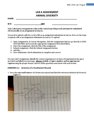 Lab 2 Lab Assignment - BIOL 1020U - Laboratory # 2 Lab Report: Name: ID #: CRN#: Your - Studocu
