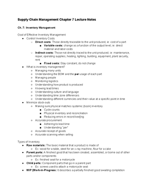 Supply Chain Management Chapter 4 Notes Part 1 - Customers are ...