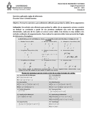 Formulas logica proposicional - FACULTAD DE INGENIERIA Y SISTEMAS ...