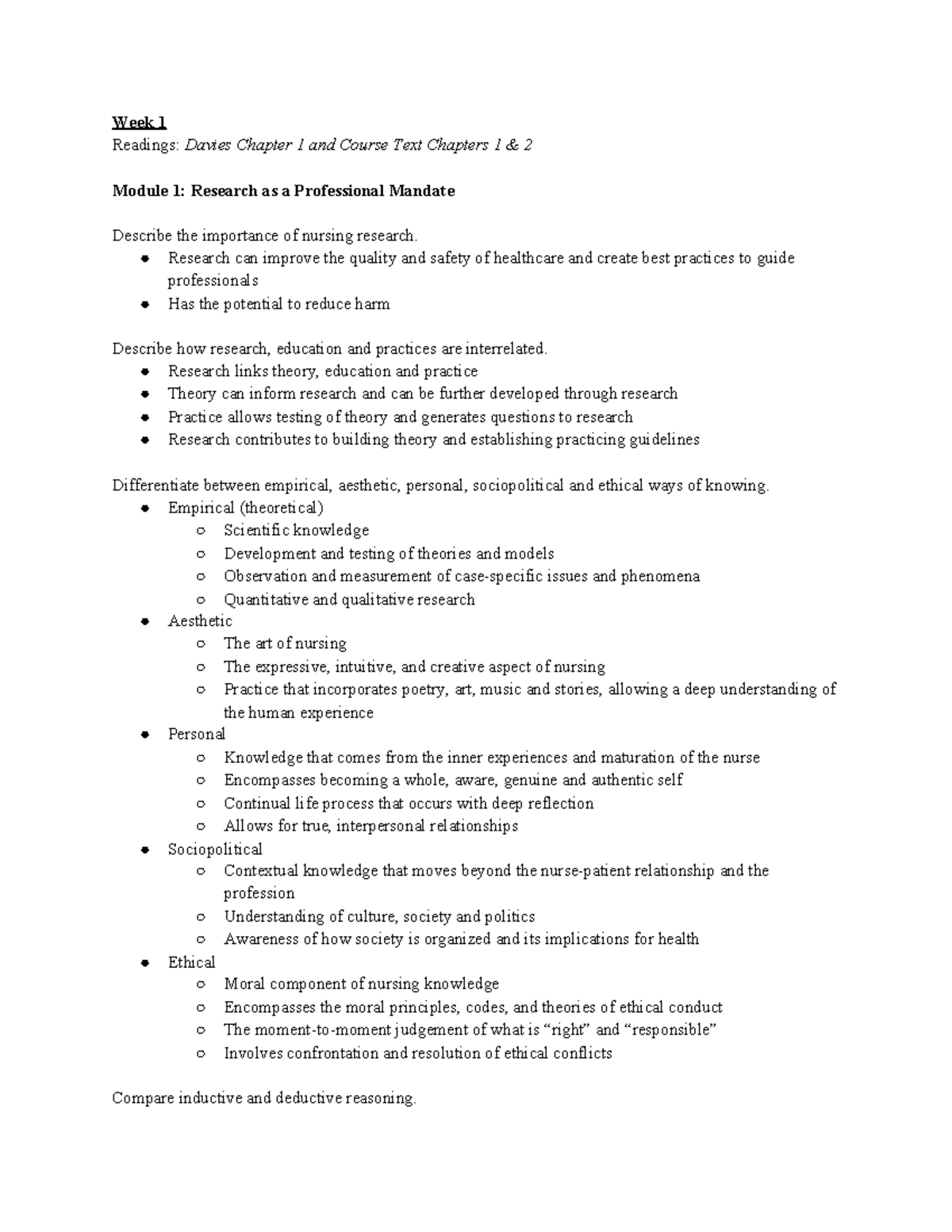 2760 - Week 1 notes - Week 1 Readings: Davies Chapter 1 and Course Text ...