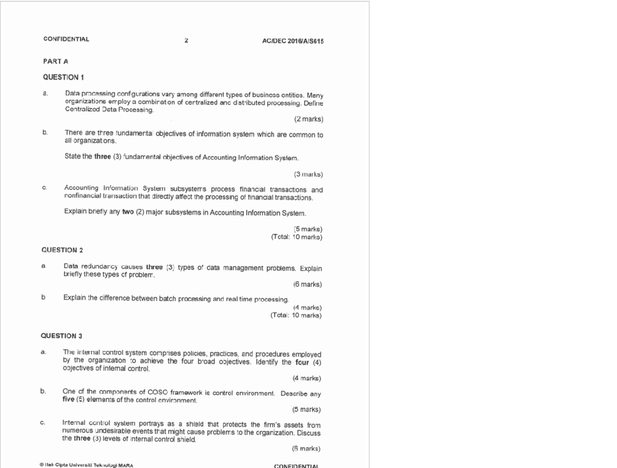 Ais 1 - PYQ - Accounting Information System - Studocu