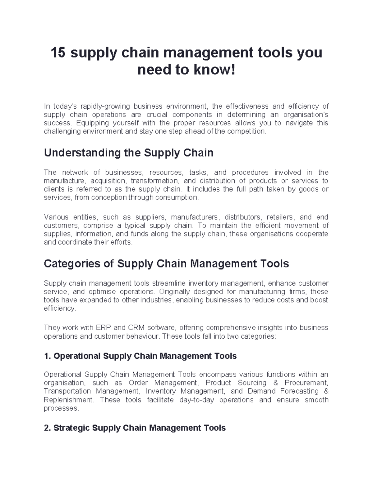 Chapter 7 Supply Chain Management Tools - 15 supply chain management ...