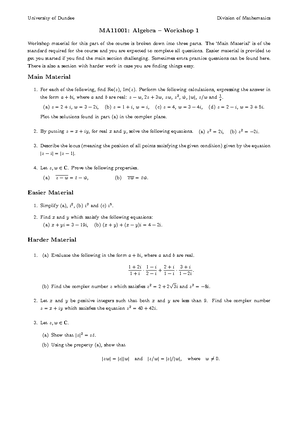 MA11001 Calculus Worksheet 2 - University of Dundee Mathematics ...