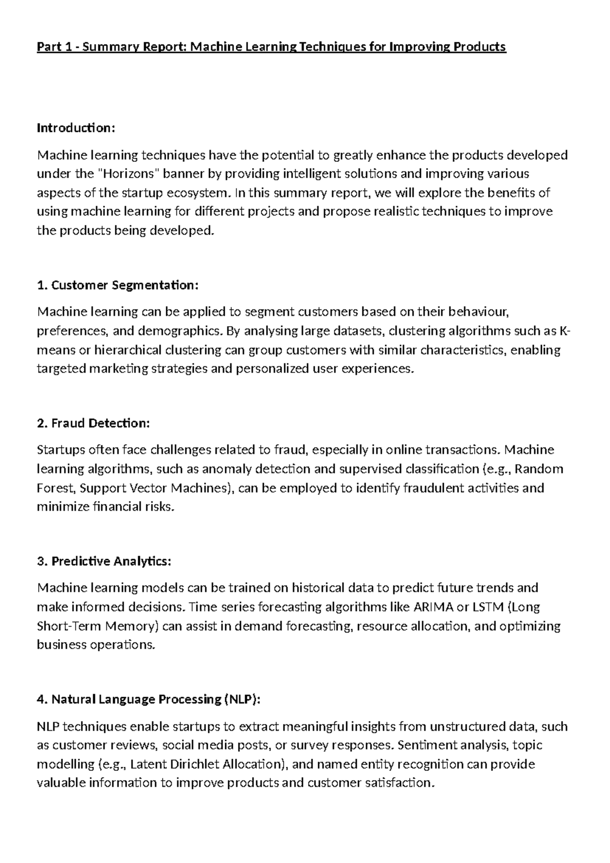 Part 1 Summary report - Ml works on heart base system - Part 1 ...