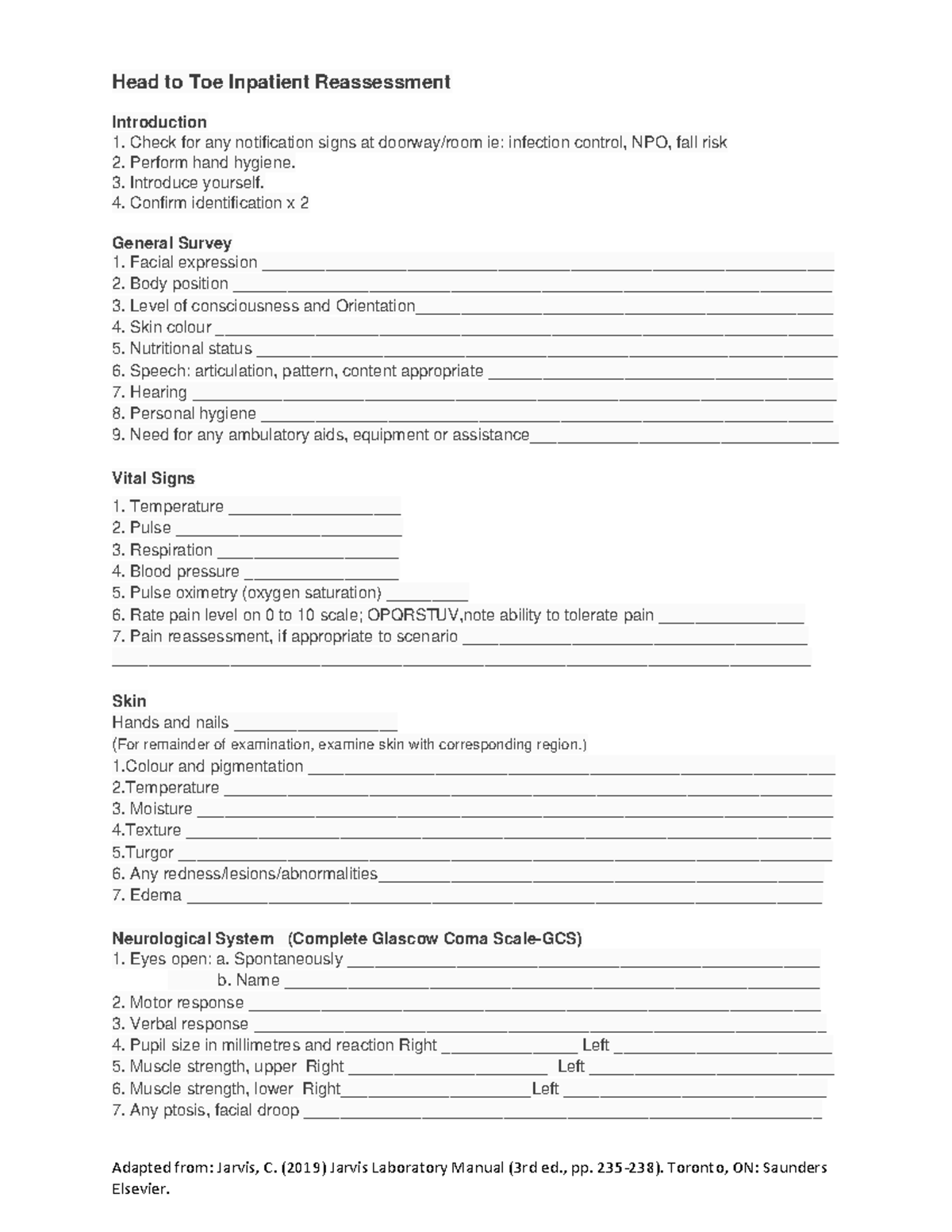 HEAS Head to Toe Inpatient Reassessment form - Head to Toe Inpatient ...