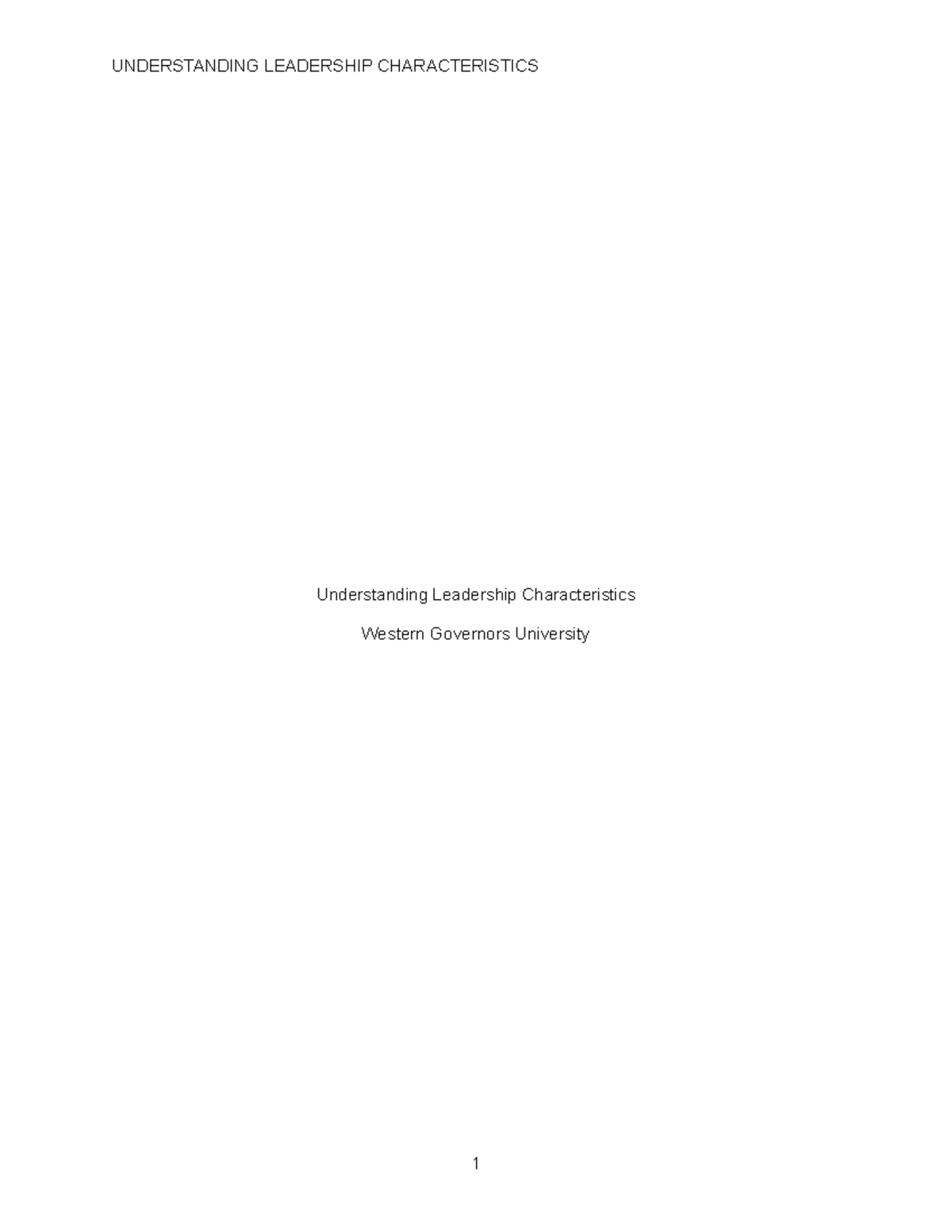 C200 Task 1 - C200 Task 1 - Understanding Leadership Characteristics ...