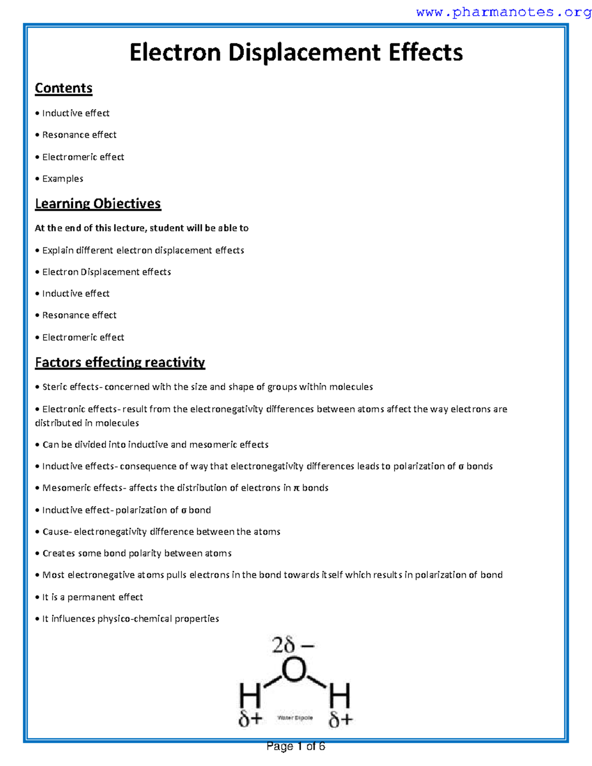 Electron Displacement Effects - Electron Displacement Effects Contents ...