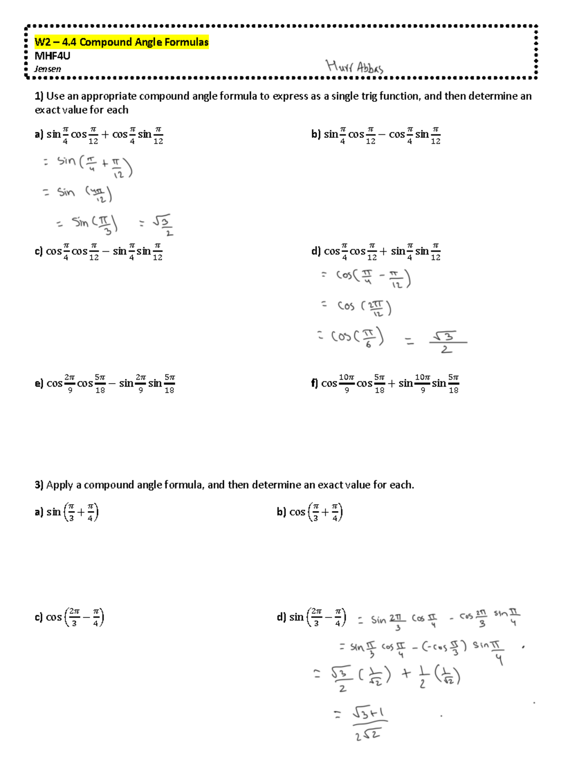 Httpsdoc 0c 44 apps viewer - W2 ʹ 4 Compound Angle Formulas MHF4U ...