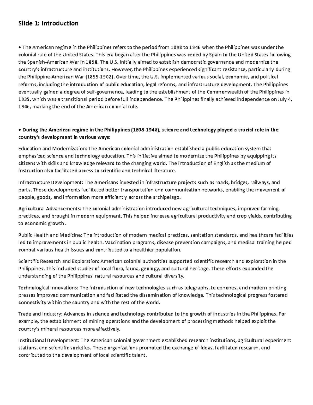 STS - NOTES - Slide 1: Introduction The American regime in the ...