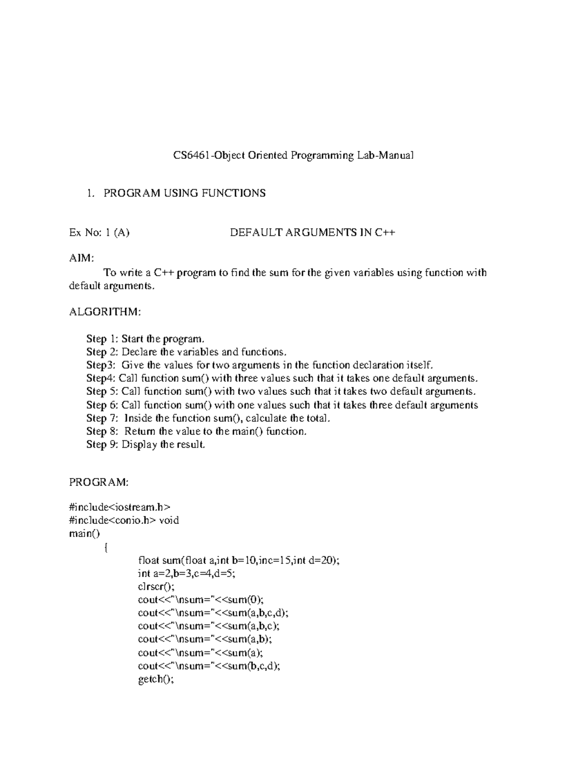 Cs6461 - OOPS Lab - 5119: PRIYADARSHINI ENGINEERING COLLEGE ...